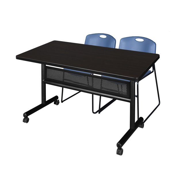 48" x 30" Flip Top Mobile Training Table with Modesty Panel- Mocha ...