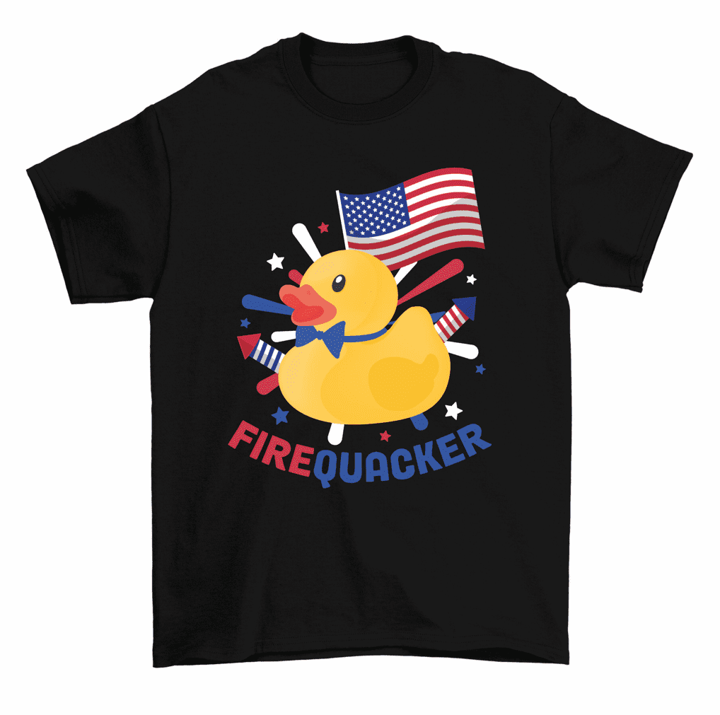 Fire Quacker US Flag Firework Rubber Duck 4th July T-Shirt Men Women ...