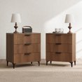 25.6" Wide Fluted Wooden Nightstand, 3 Drawer Chest For Bedroom, Brown ...