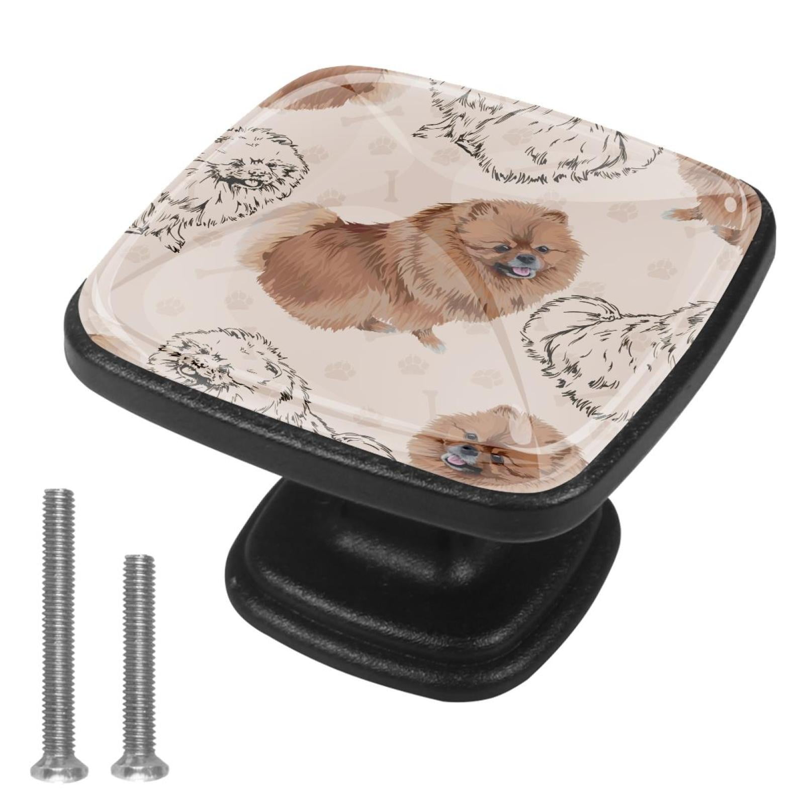 4 Pcs Cabinet Handle Drawer Pulls Dog Pomeranian and Bones Knobs with ...
