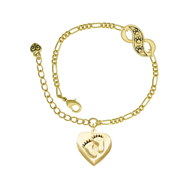 Delight Jewelry Goldtone Baby Feet Heart Locket Gold-tone Paw Infinity ...