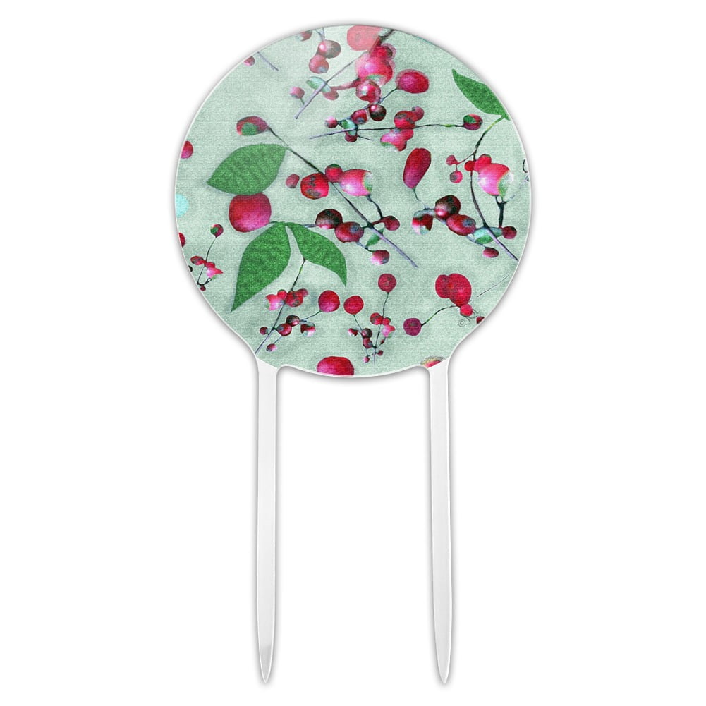 Acrylic Wild Cherry Blossoms Pattern Cake Topper Party Decoration for ...