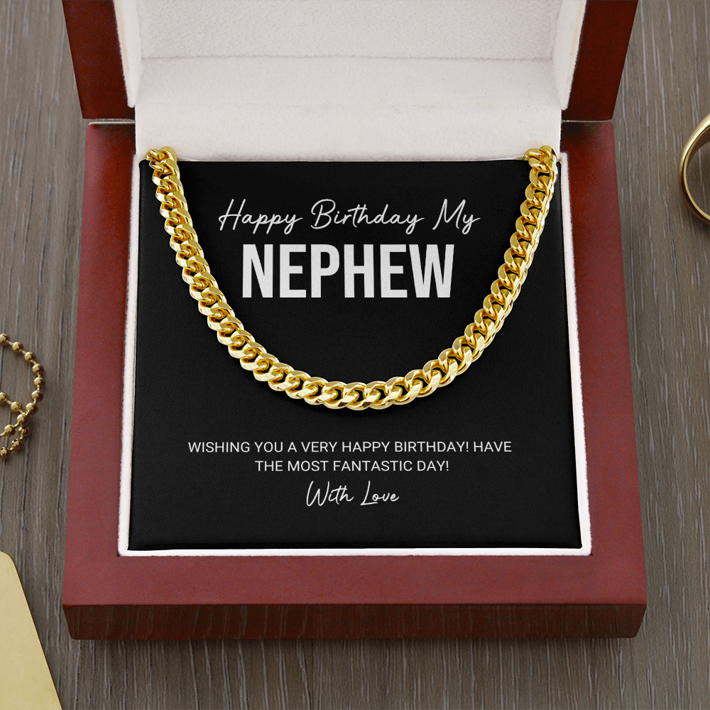 Nephew - Happy Birthday - Cuban Link Chain, for Men, Male Gift ...