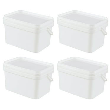 3 Gallon Rectangular Buckets Pails, 4 Pack Food Safe Buckets with Airtight Locking Lids, White ...