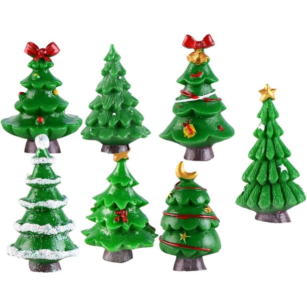 Jinsinto 14 Pieces Mini Small Christmas Tree Figurine Miniature ...