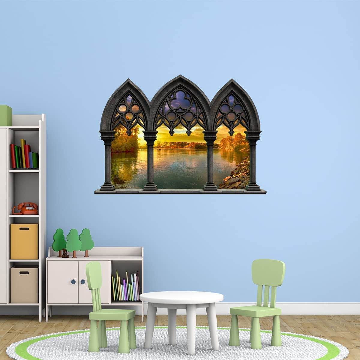 VWAQ - Castle Window Decals for Walls Peel and Stick Lake Scenery ...