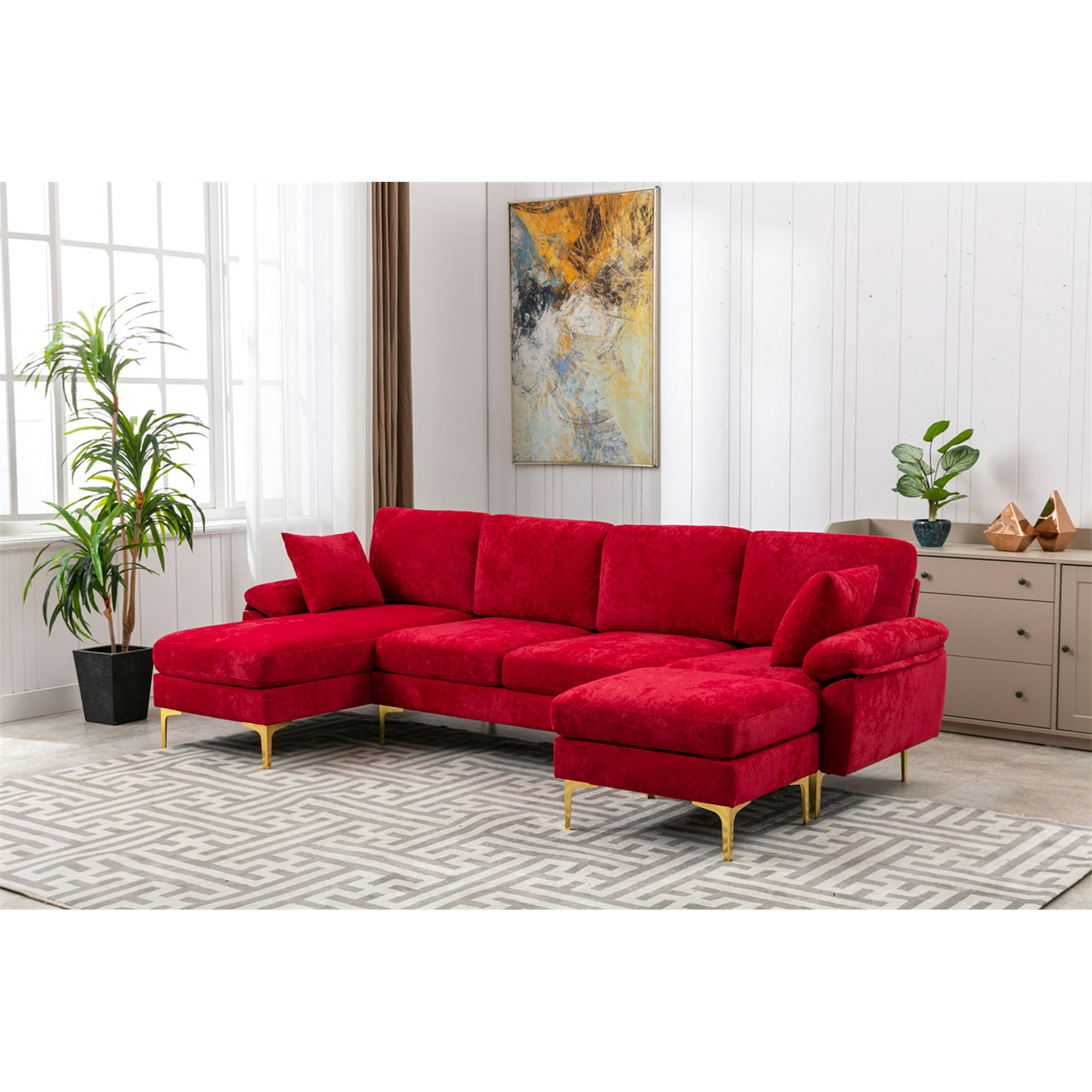 Red Sectional Sofa With Ottoman | Cabinets Matttroy