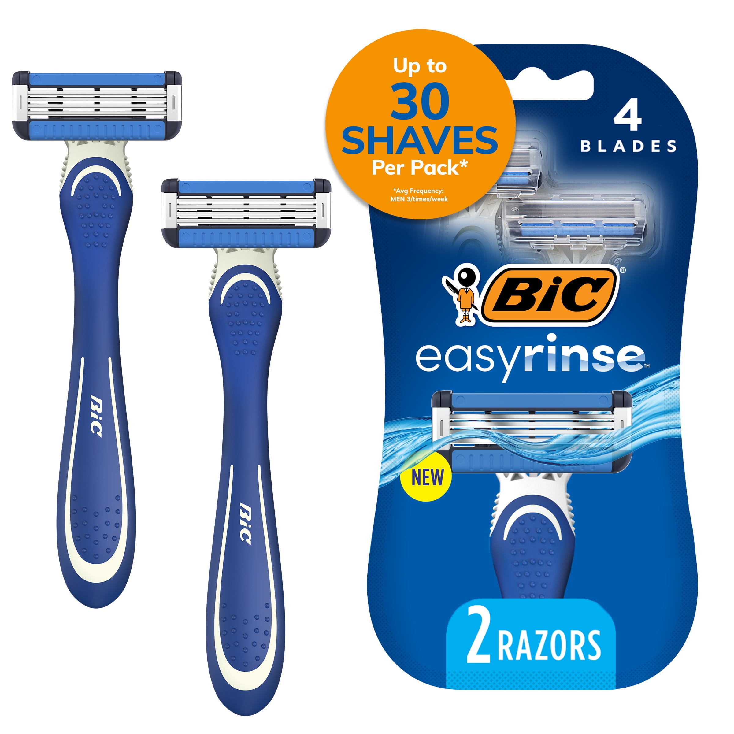 BIC EasyRinse Anti-Clogging Men's Disposable Razors, 4 Blades, 2 Count ...