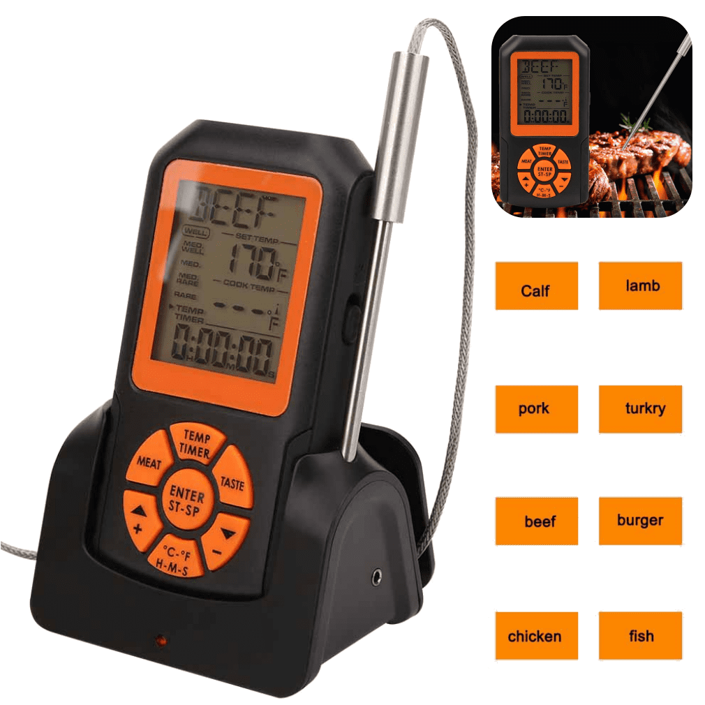 Delaman 164FT Wireless Meat Thermometer, Remote Cooking Food BBQ Grill ...