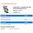 Ford Mustang 2005-2010 4.0L V6 Throttle Body - Non Heated, Electronic ...