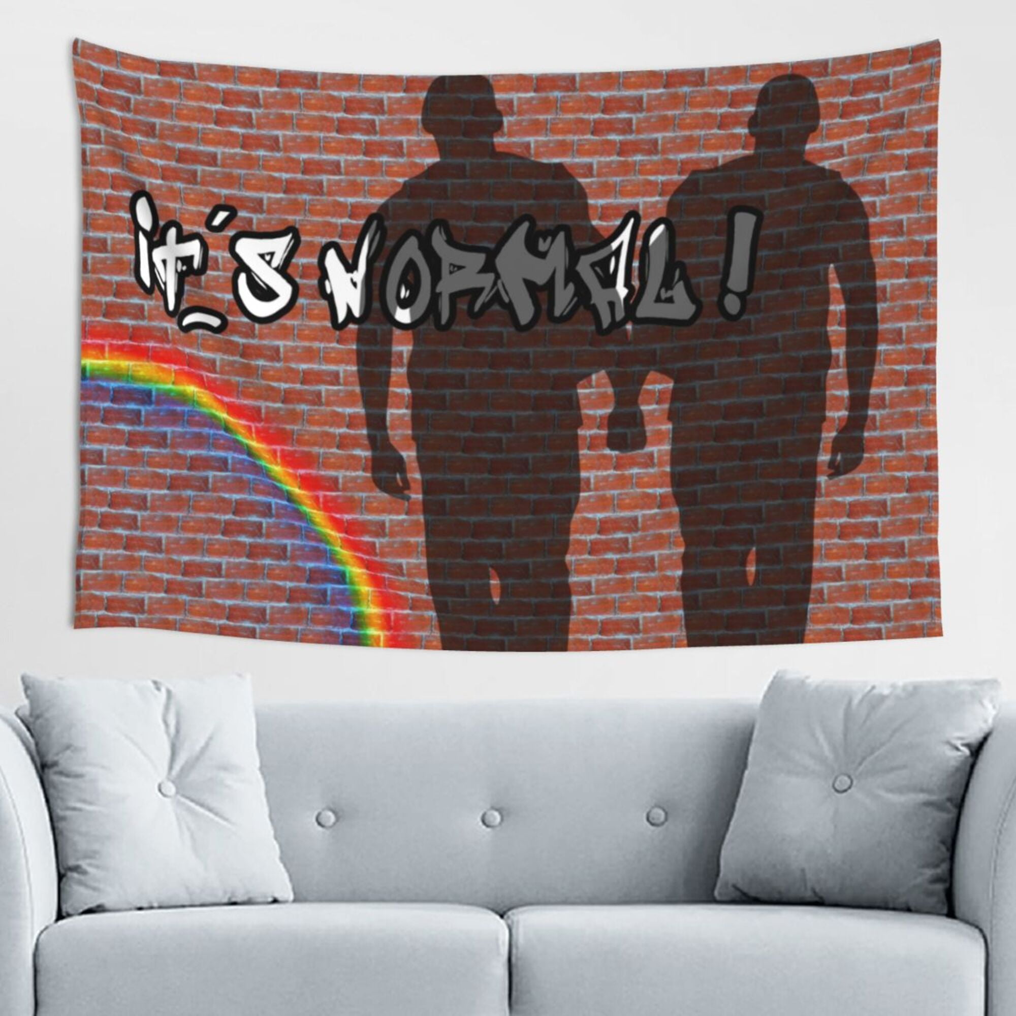 LGBTQ Gay Love Wall Tapestry, Rainbow Graffiti Wall Hanging Tapestries ...