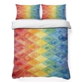 Abstract Rainbow Geometric 3 Pieces Quilt Set,1 Quilt with 2 Shams ...