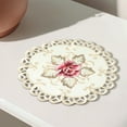 4Pcs Silicone Round Embroidered Flower Dining Table Placemat Cover ...