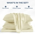 Silk Stain Sheets Set Deep Pocket Queen Sheets 4 Pieces with 2 Pillow ...