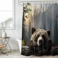 Bear Shower Curtain, Animal Wood Fence Forest Farmhouse Waterproof ...