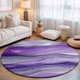 Abstract Art Purple Gray Wave Round Area Rug 3ft,Living Room Rug Non ...