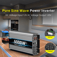 5000 Watt Pure Sine Wave Power Inverter 12V DC to 110V 120V Converter ...