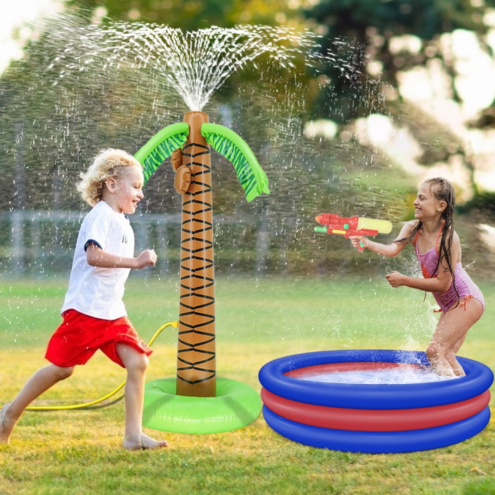 Inflatable Sprinkler 59′ Palm Tree Toy Backyard Spray Water Pool Games ...