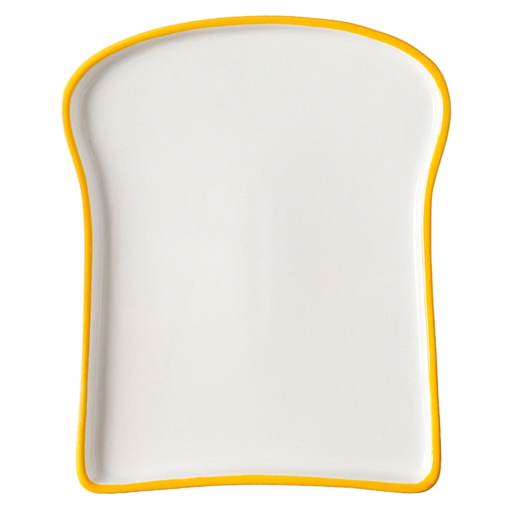 Household Meal Plate Daily Food Tray Ceramic Toast Shape Food Plate ...