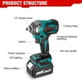 ONEVAN 1/2 inch Cordless Impact Wrench, 20V, 3.0Ah Battery, Max Torque ...