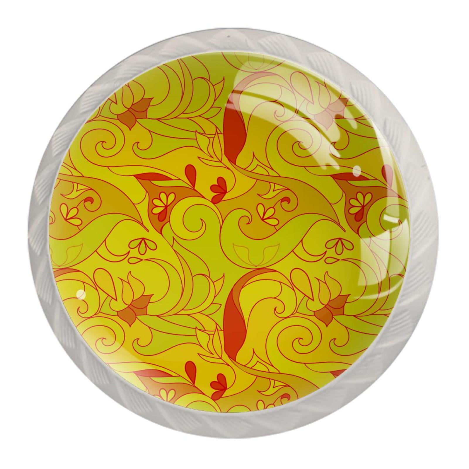 4 Pcs Yellow Abstract Knobs for Kitchen Cabinet Cupboard Dresser ...