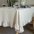 Glory Season Decorative Home Farmhouse Ruffle Tablecloth, Cotton ...