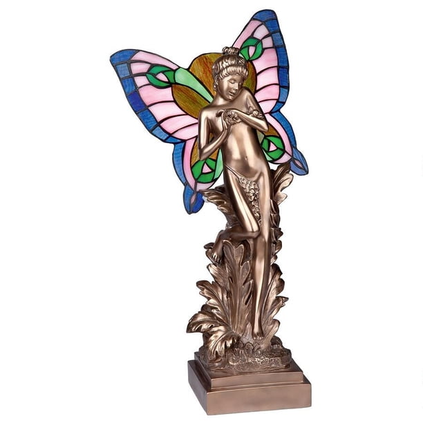 Design Toscano Bashful Butterfly Fairy Tiffany-Style Stained Glass ...