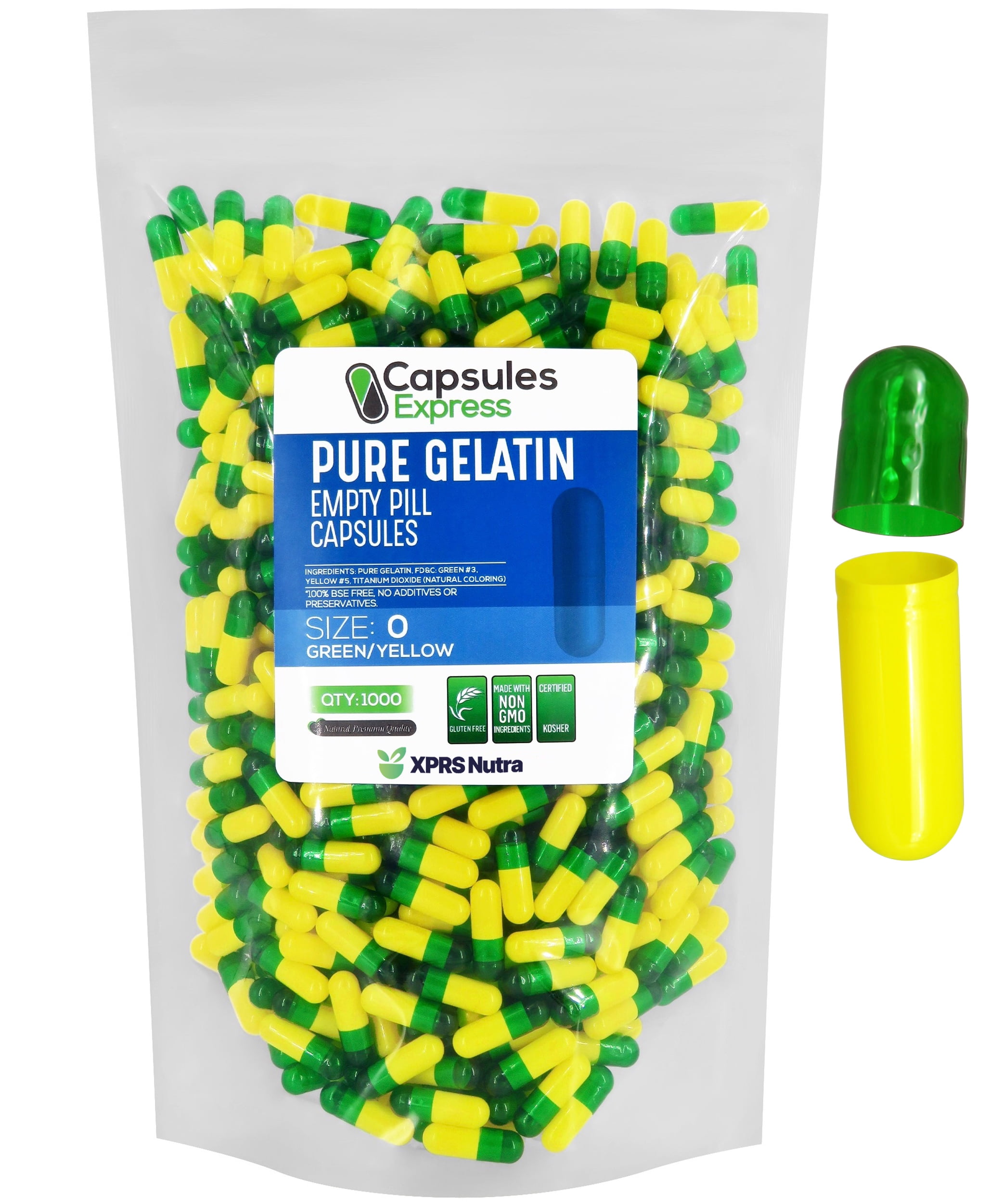 XPRS Nutra Size 0 Empty Capsules - 1,000 Count Colored Empty Gelatin ...