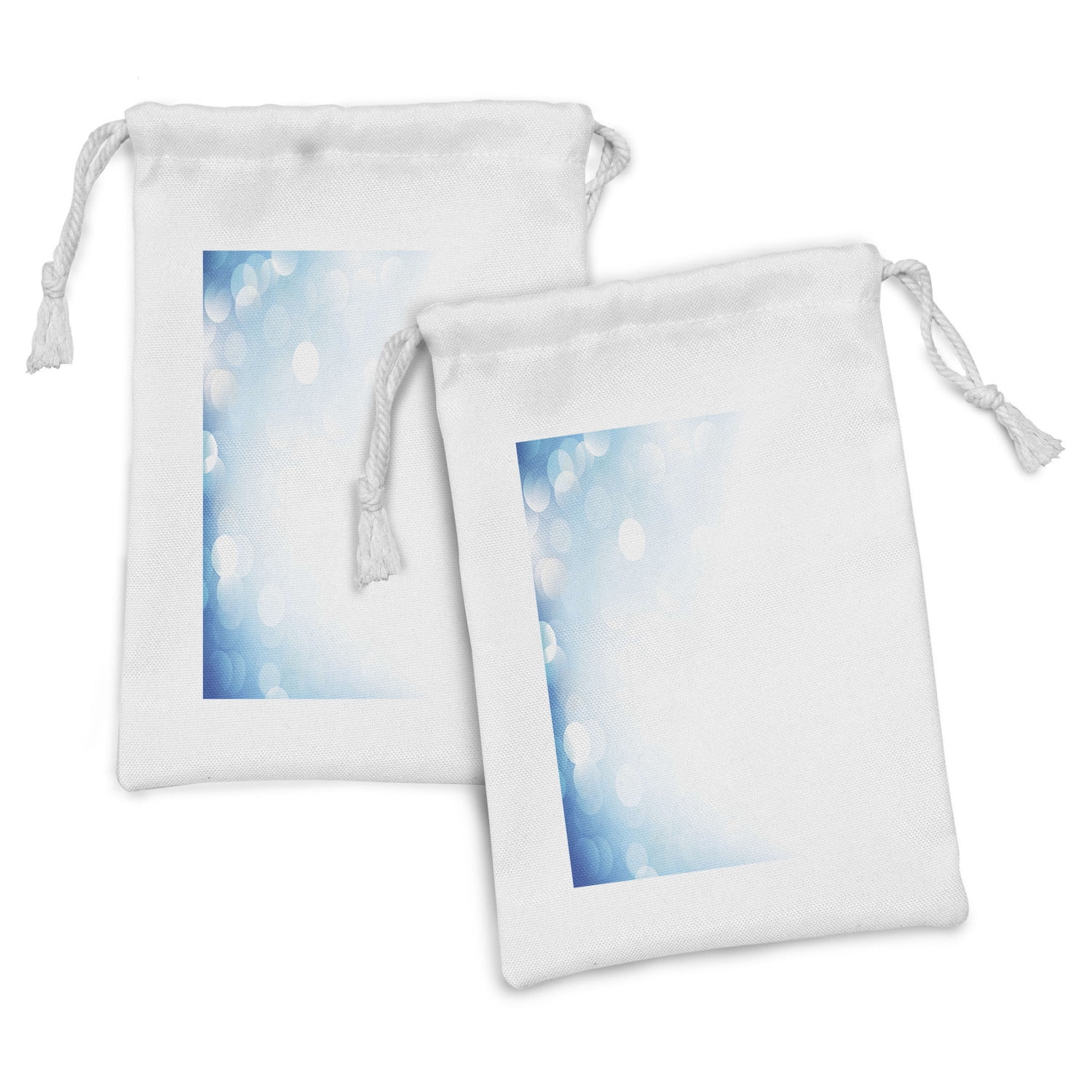 Blue Fabric Pouch Set of 2, Abstract Blue Tones Gradient Effect Blurred ...