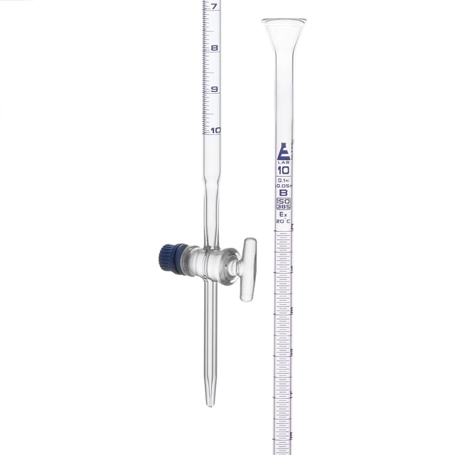 EISCO Burette, 10ml - 17" Long, 0.5" Diameter, Class B, DIN ISO 385 ...