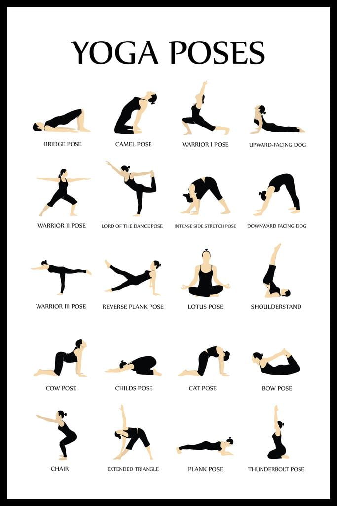 Laminated Workout Posters For Home Gym Yoga Poses Reference Chart ...