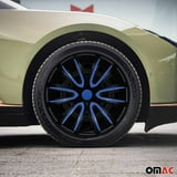 OMAC 16" Inch Hubcaps Wheel Rim Cover Matt Black & Dark Blue Set ...