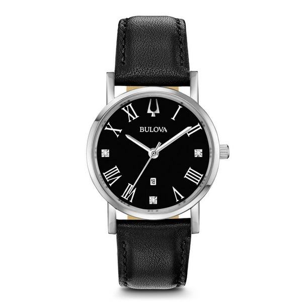 Bulova Women's Classic Slim-Profile Diamond Accent Leather Watch ...