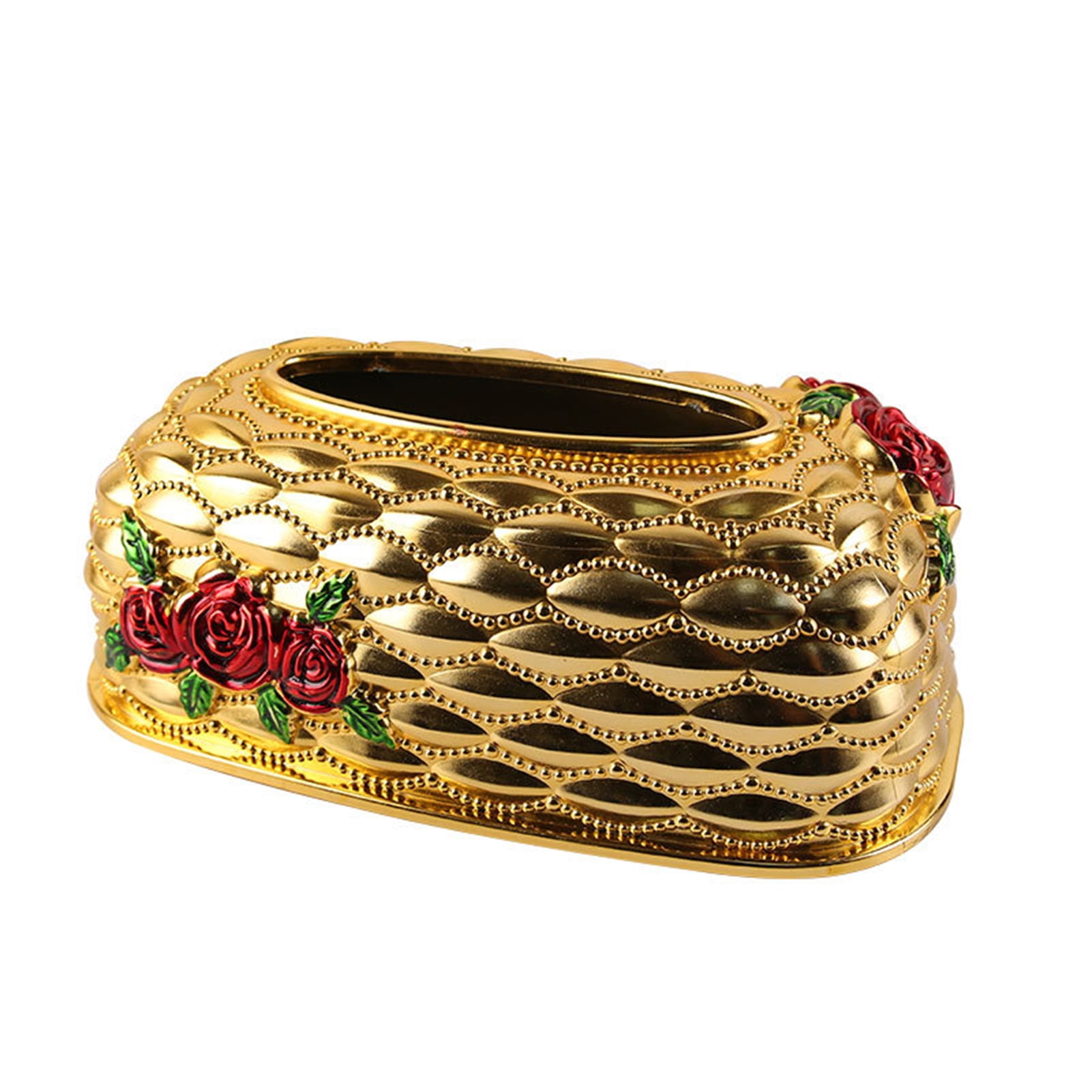 Wharick Tissue Box Cover, Rose Flower Pattern Oval Texture Plastic ...