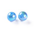 500gs Opaque Acrylic Beads AB Color Plated Round Deep Sky Blue 10x9mm ...