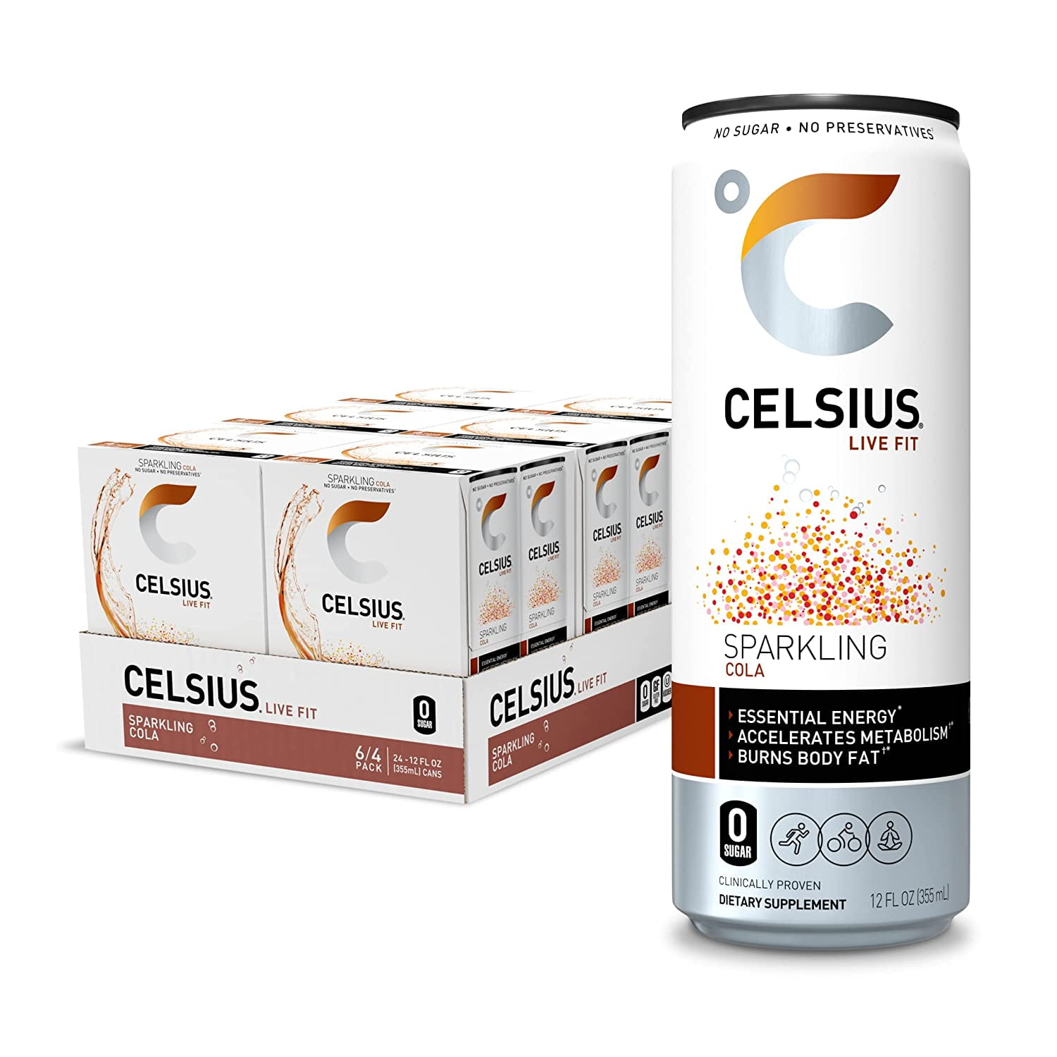 CELSIUS Essential Energy Drink 12 Fl Oz, Sparkling Cola (Pack of 24 ...