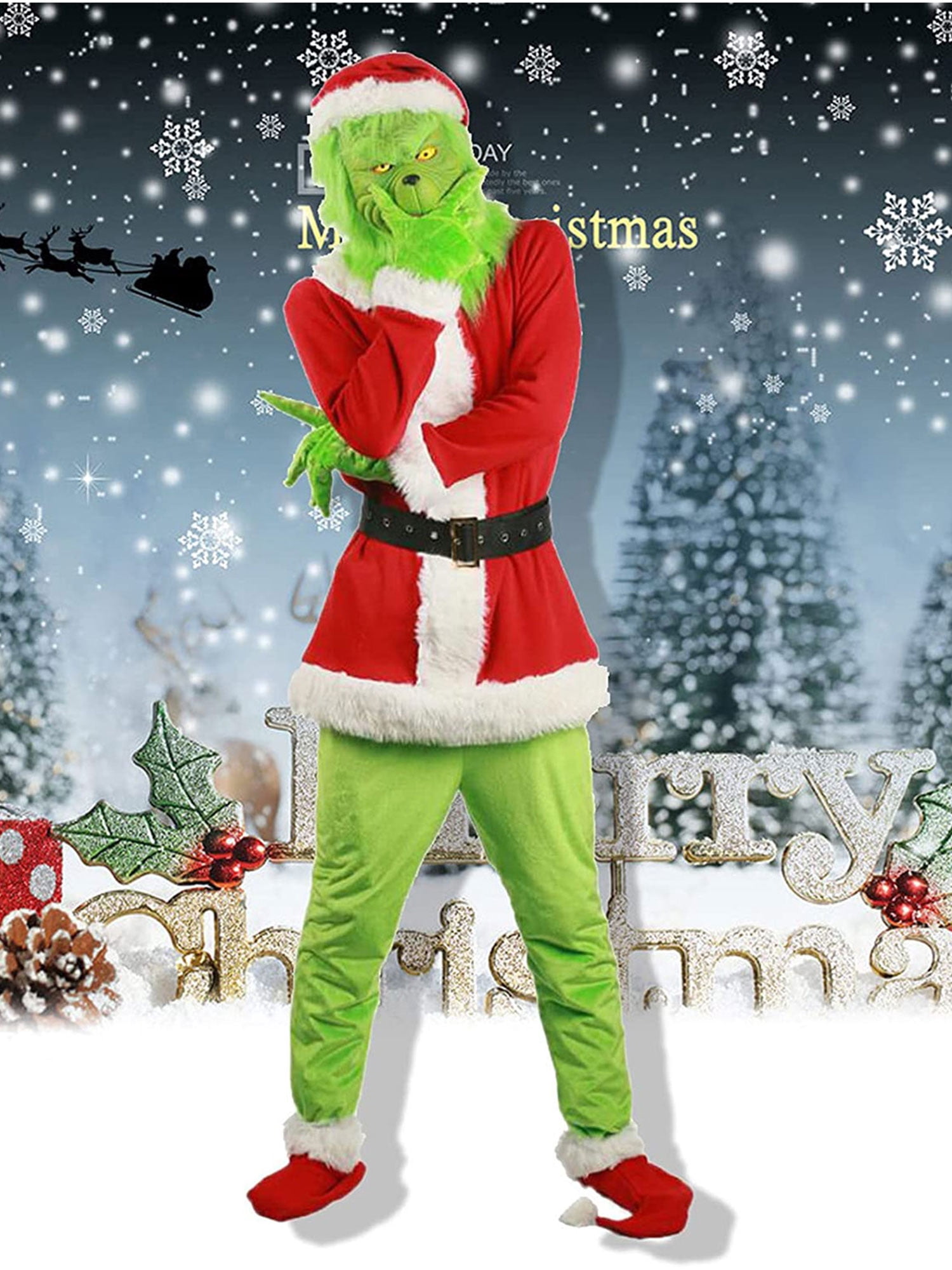 Buy PDYLZWZY Christmas Costume for Men Adult Deluxe Santa Claus Suit ...