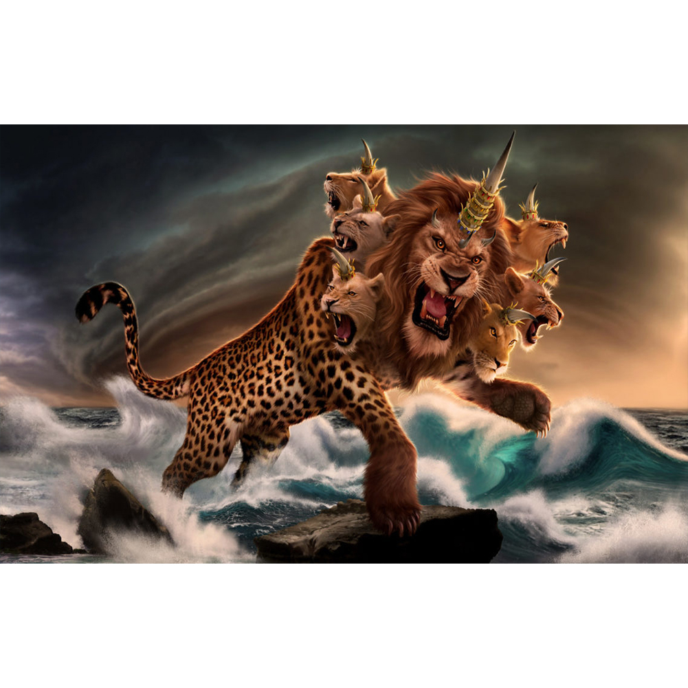 Craft Supplies & Tools Mosaic Making Cross Stitch Roaring Leopard 5D ...