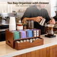 Tea Bag Organizer with Drawer, Wooden Tea Box Organizer with Clear ...