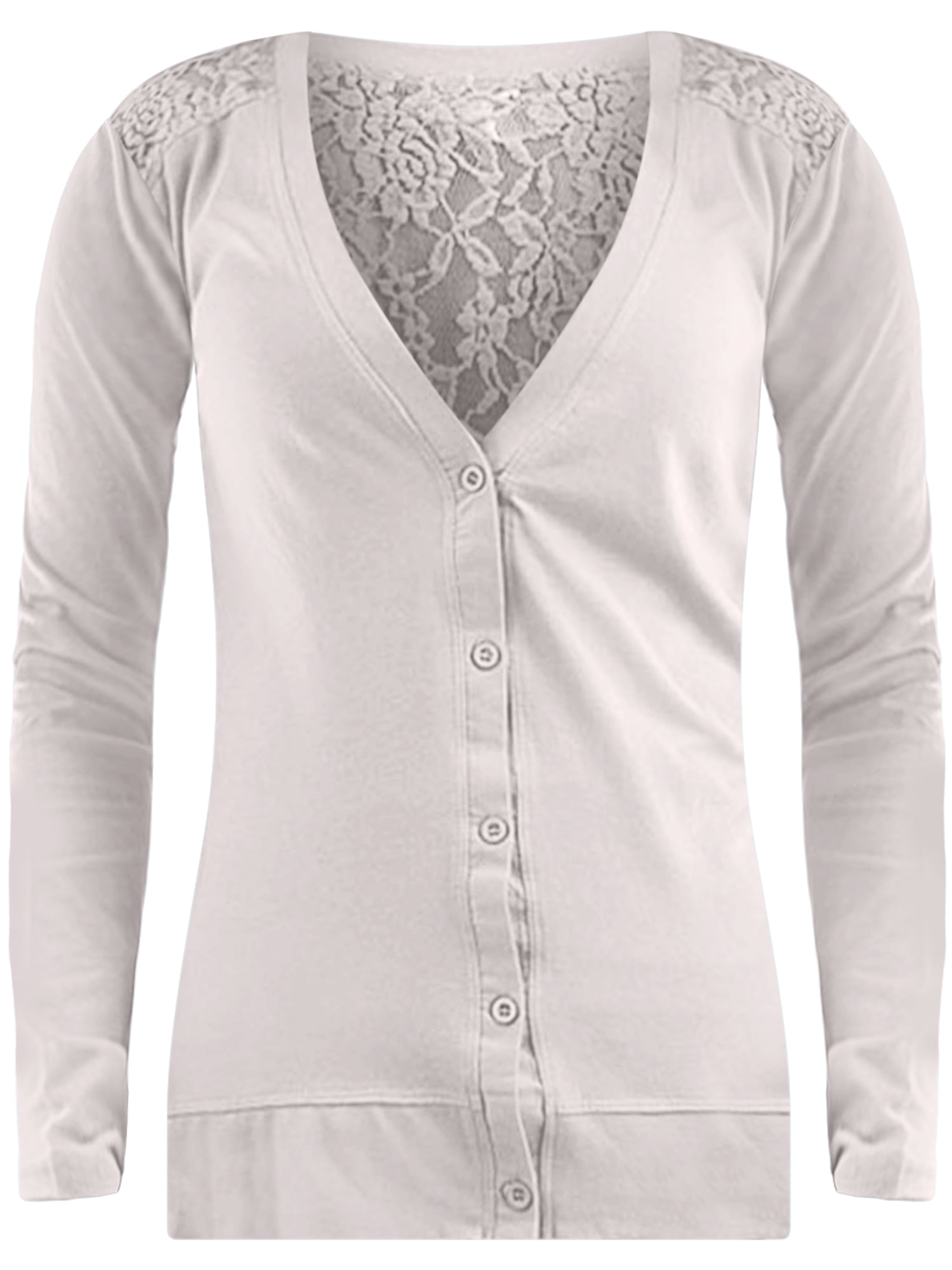 Ivory V-Neck Button Down Sweater With Sheer Lace Back Size Small ...