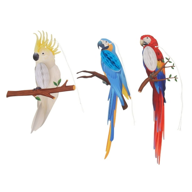 3pcs Honeycomb Hanging Bird Tropical Birds Honeycomb Parrot Luau Party ...