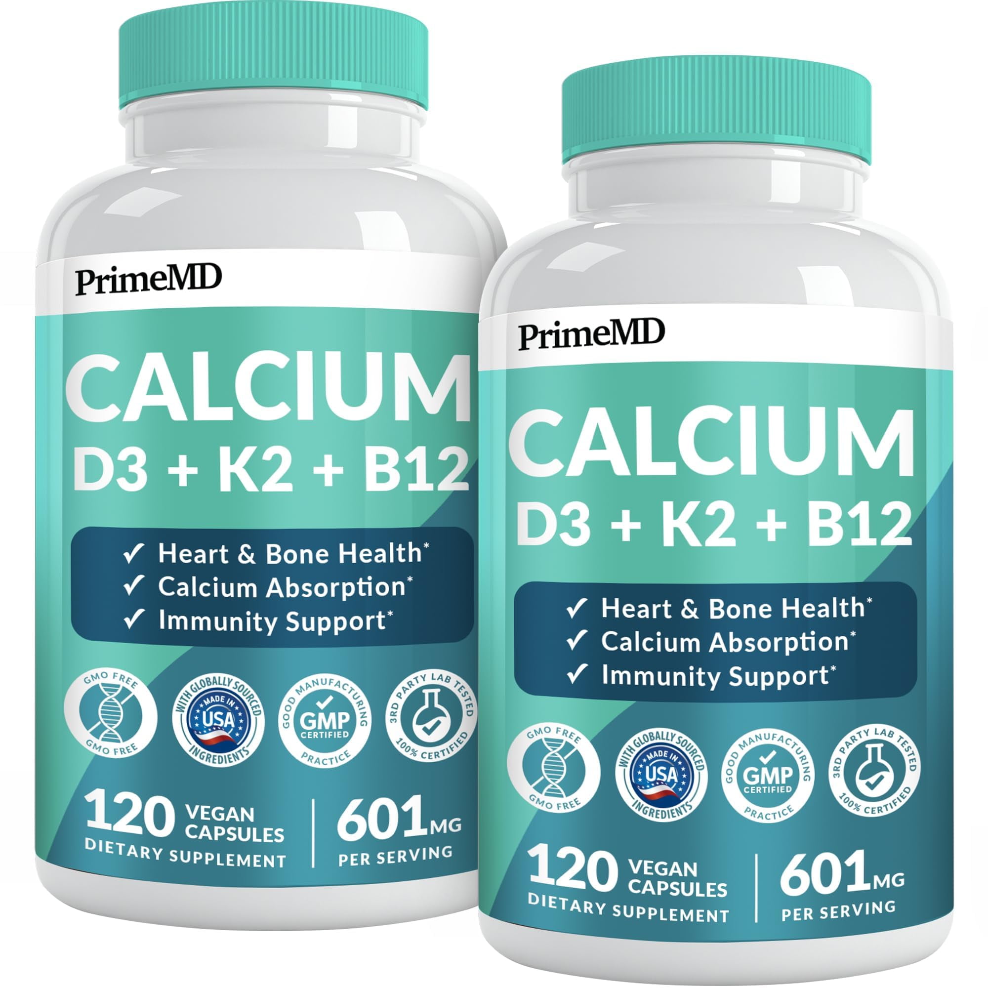Suplemento de calcio PrimeMD 600 mg con vitamina D3 K2 5000 UI ...