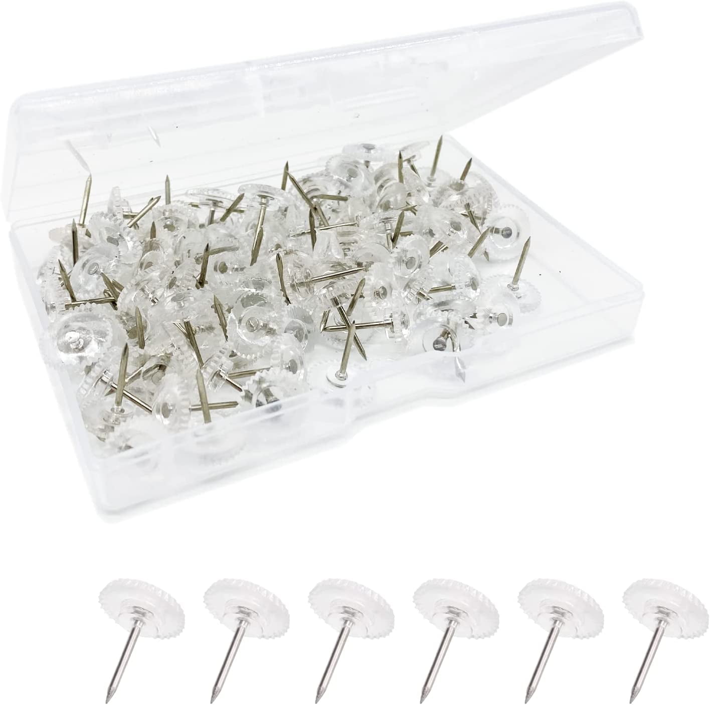 100 PCS Plastic Push Pins, Plastic Head Thumb Tacks for Wall, Steel ...