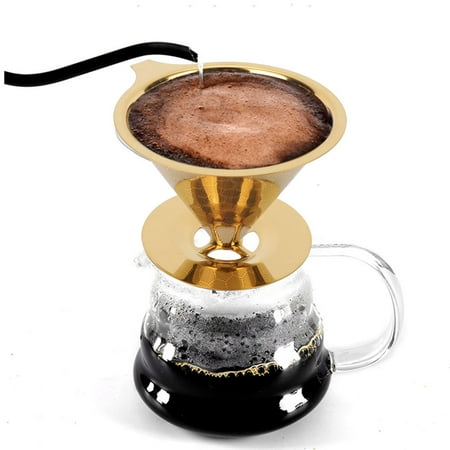 Golden Hand Brewed Coffee Stainless Steel Filter Double-Layer Coffee ...