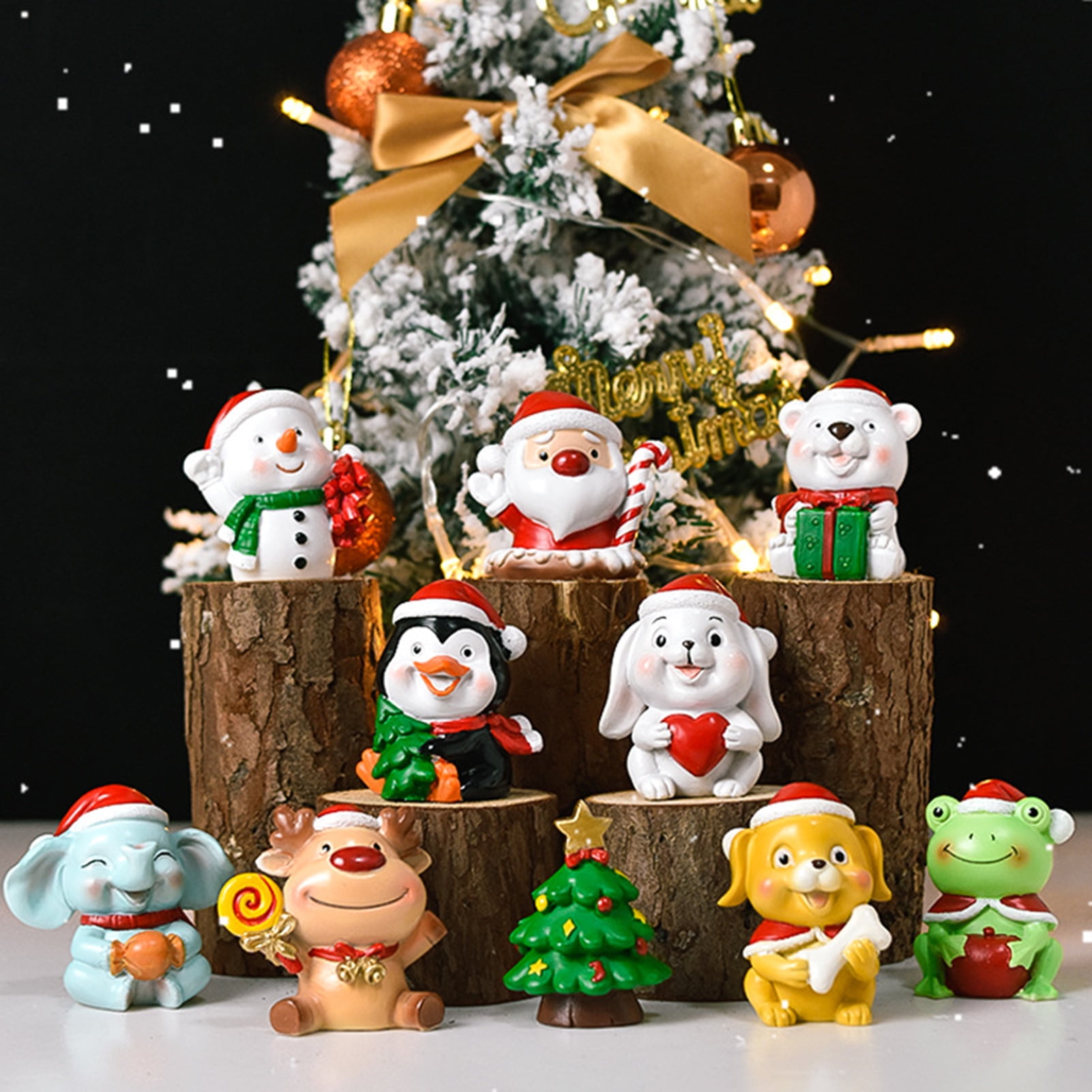 UDIYO Christmas Ornaments Kit Xmas Resin Toys Xmas Tree Snowman Santa ...