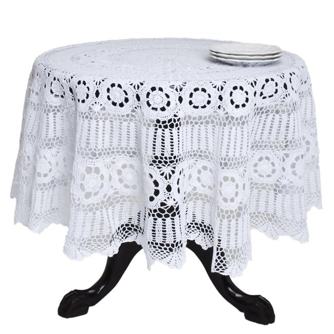 Saro Lifestyle 869.W90R 90 in. Round Handmade Crochet Cotton Lace Table ...