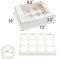 20 Pack Cupcake Boxes 12 Counts White Paper Cupcake Container with ...