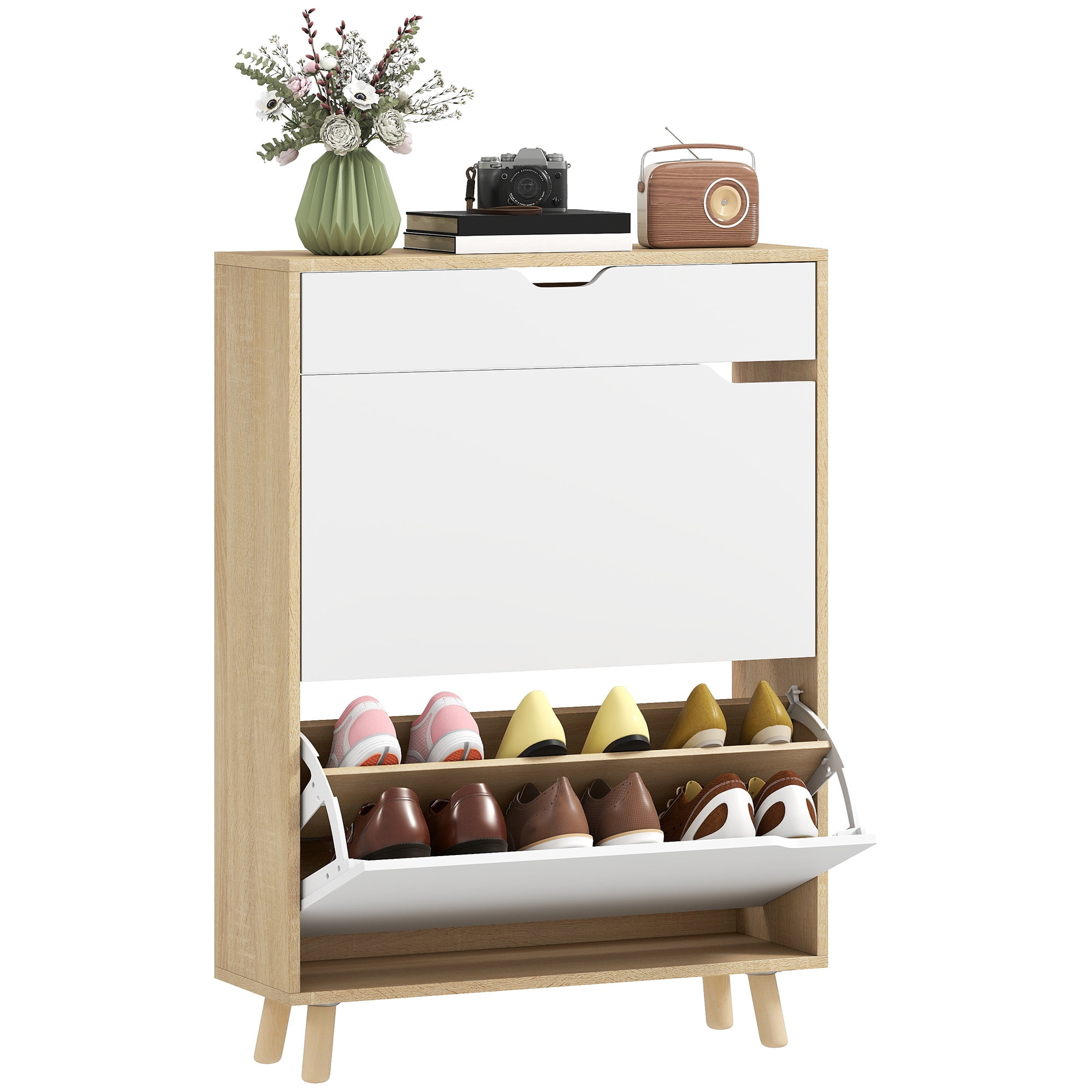 Click here for Homcom Narrow Shoe Cabinet Shoe Storage Cabinet Wi... prices