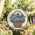 Chilfamy Round Stained Glass Window Suncatcher, Blue Hydrangea Flower ...