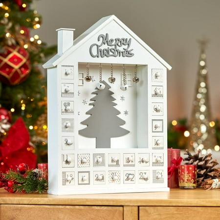 SA Products Wooden House Advent Calendar - Rustic Christmas Tree ...